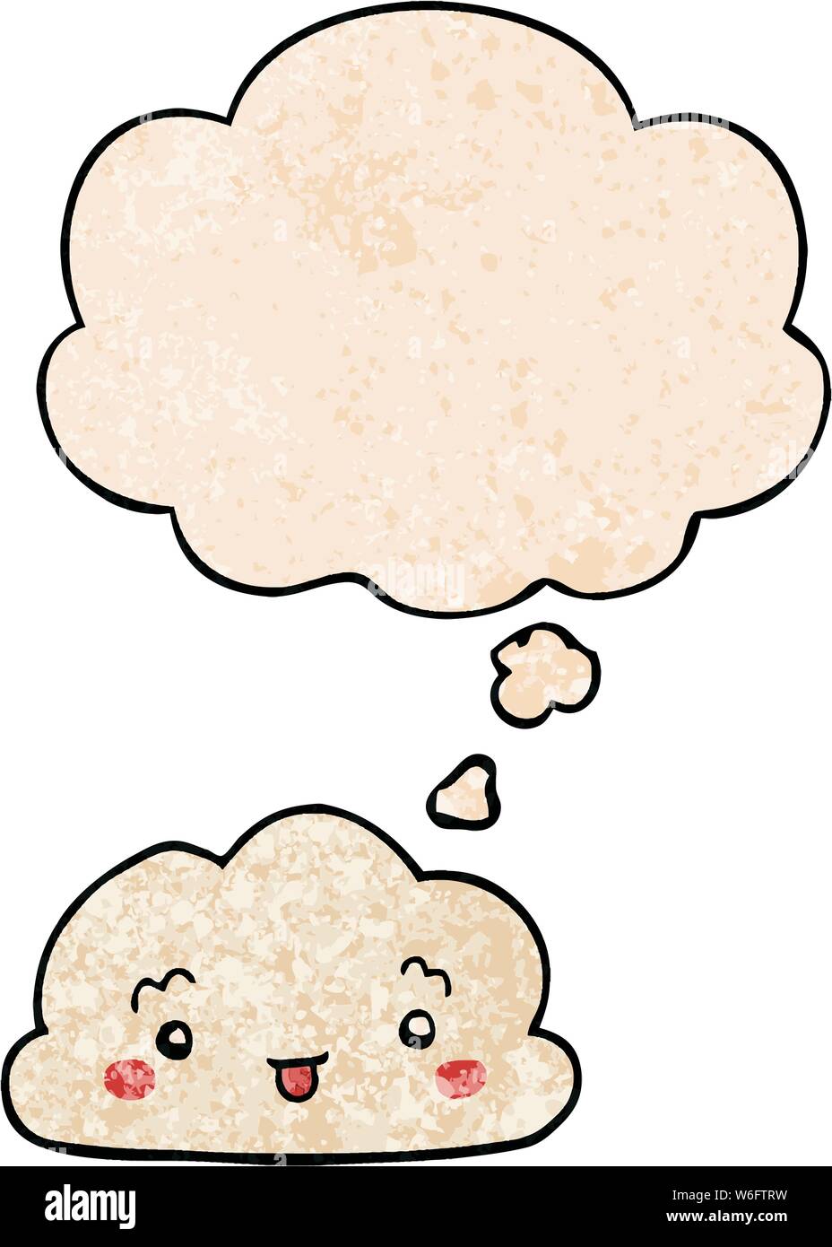 cartoon cloud with thought bubble in grunge texture style Stock Vector ...