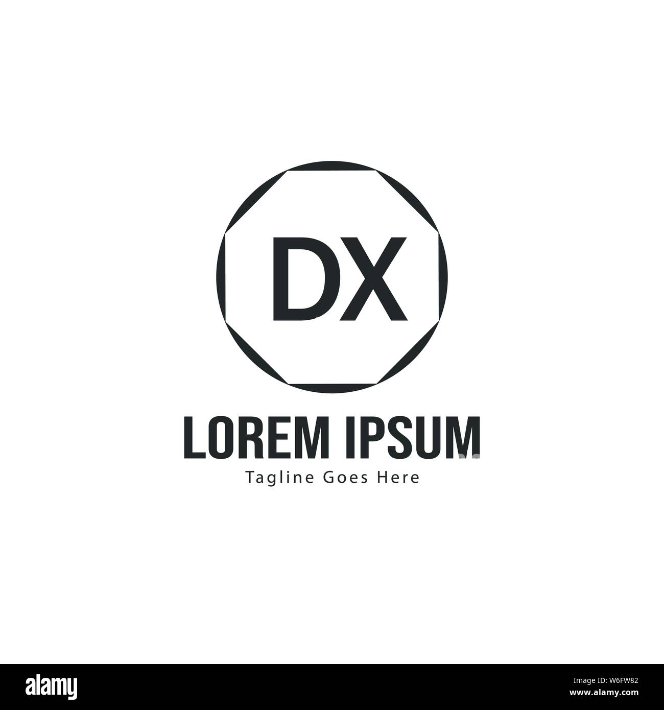 Initial DX logo template with modern frame. Minimalist DX letter logo ...