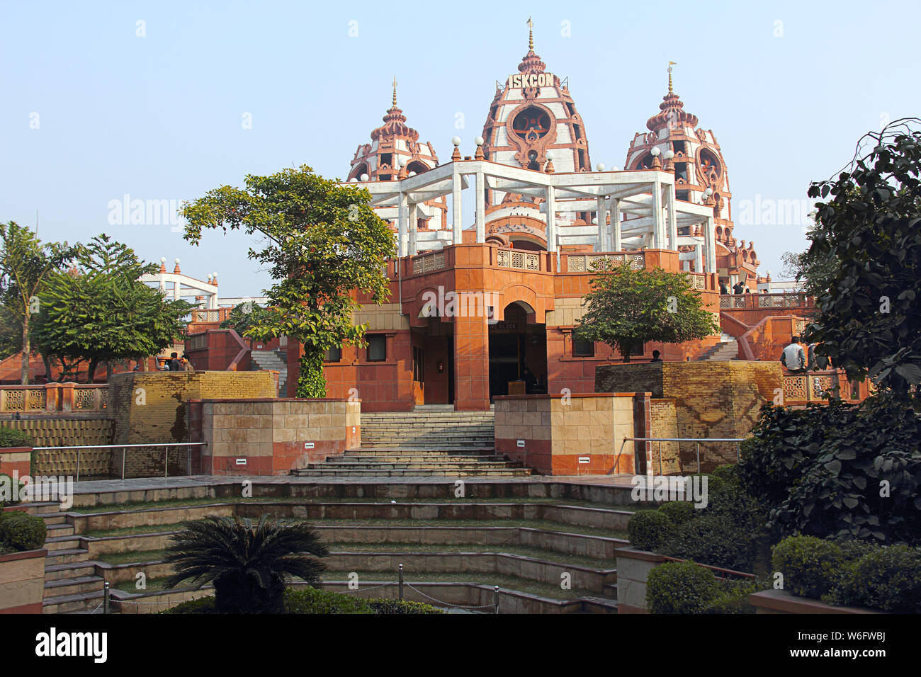 Low angle view of a temple, ISKCON, Hare Krishna Hills, East of Kailash ...