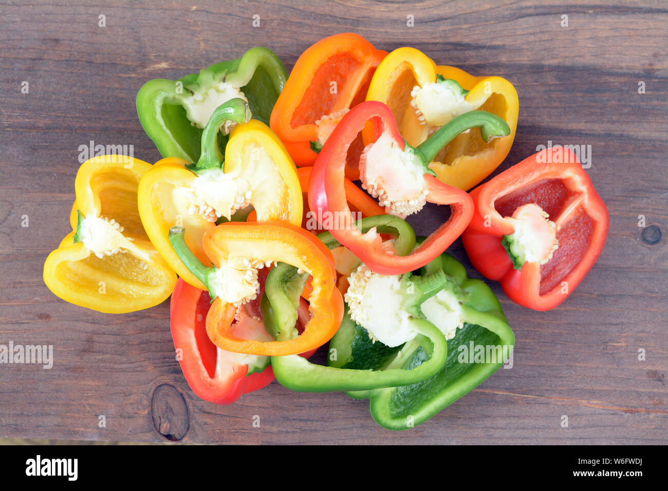 colorful sliced sweet pepper display at market place Stock Photo - Alamy