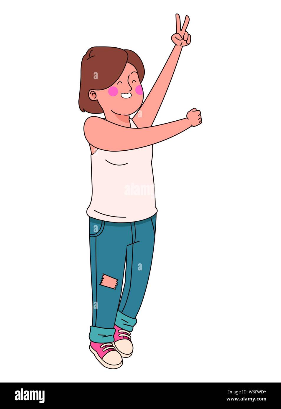 Portrait woman peace sign Stock Vector Images - Alamy