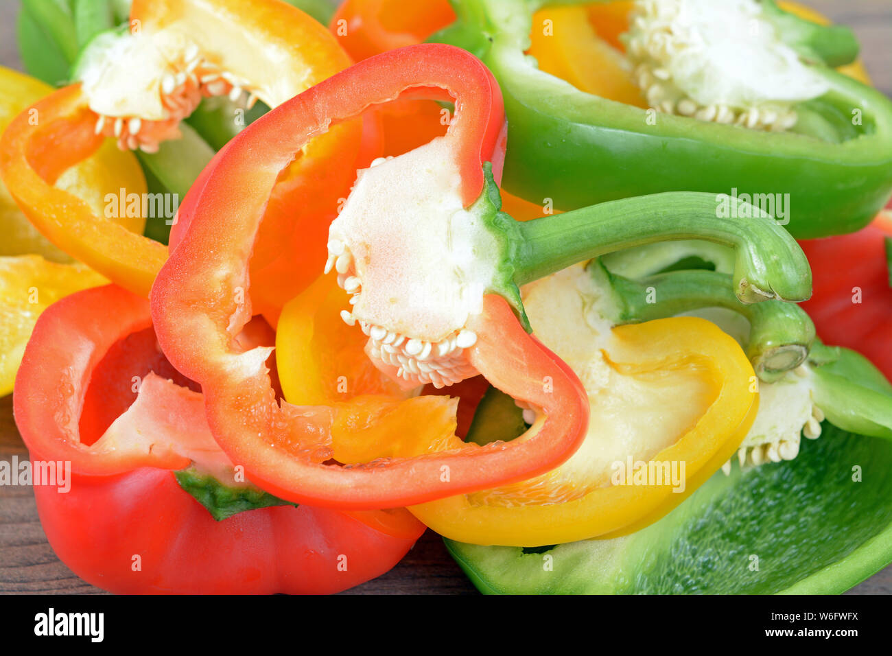 colorful sweet pepper display at market place Stock Photo - Alamy