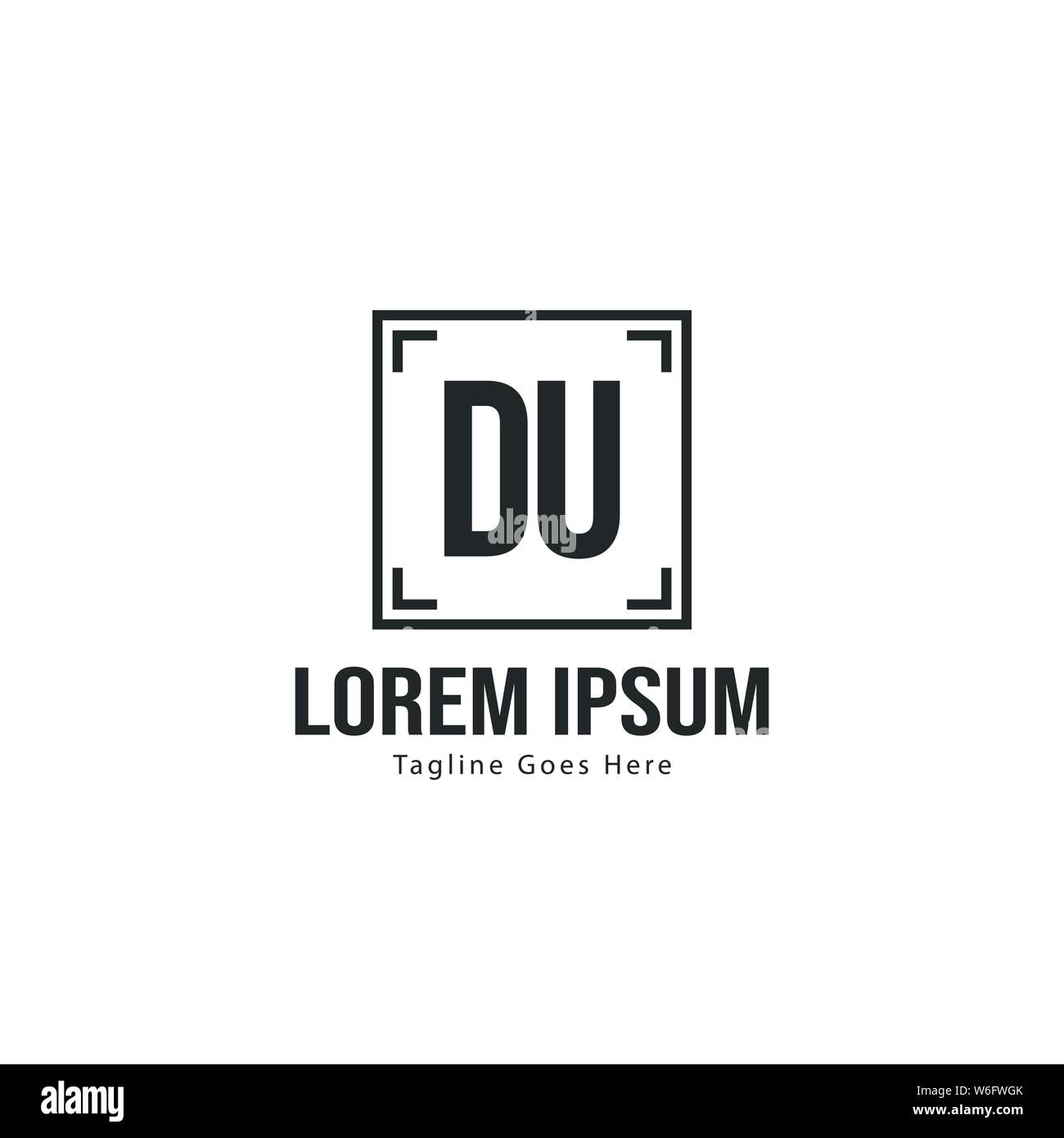 Initial DU logo template with modern frame. Minimalist DU letter logo ...