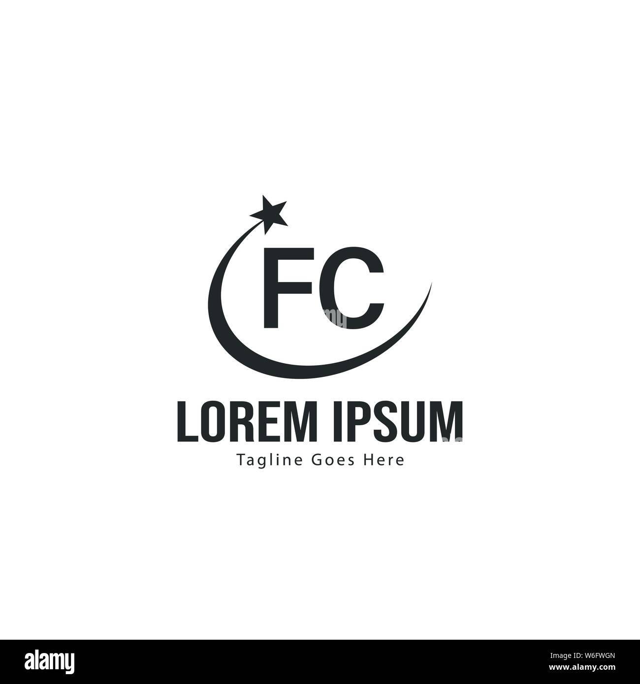 Initial FC logo template with modern frame. Minimalist FC letter logo ...