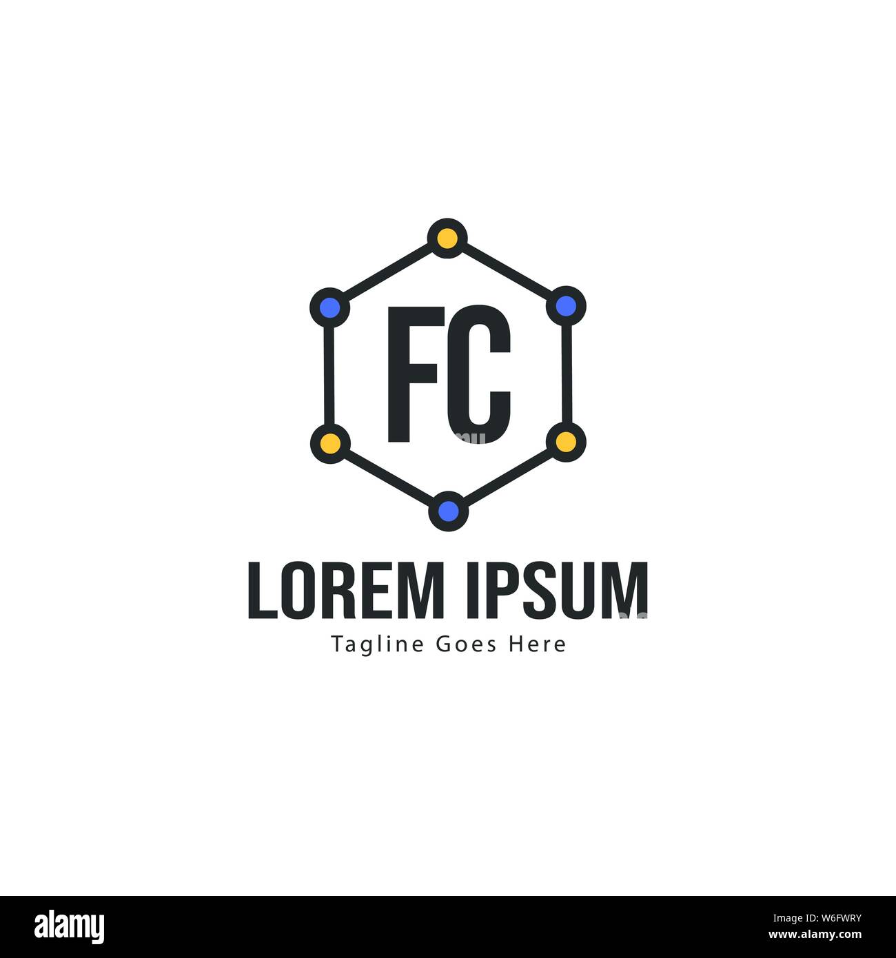 Initial FC logo template with modern frame. Minimalist FC letter logo ...