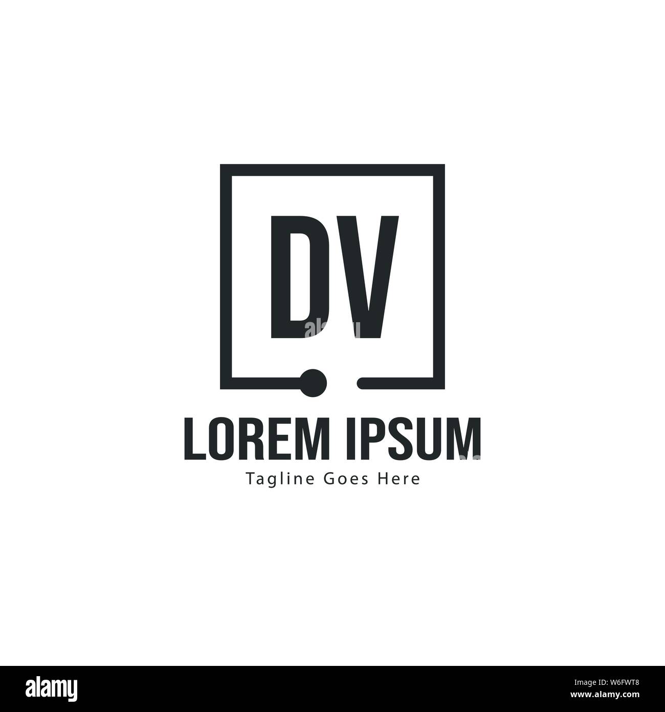Initial DV logo template with modern frame. Minimalist DV letter logo ...