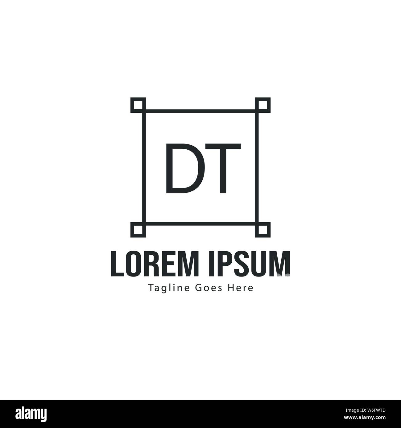 Initial DT logo template with modern frame. Minimalist DT letter logo ...