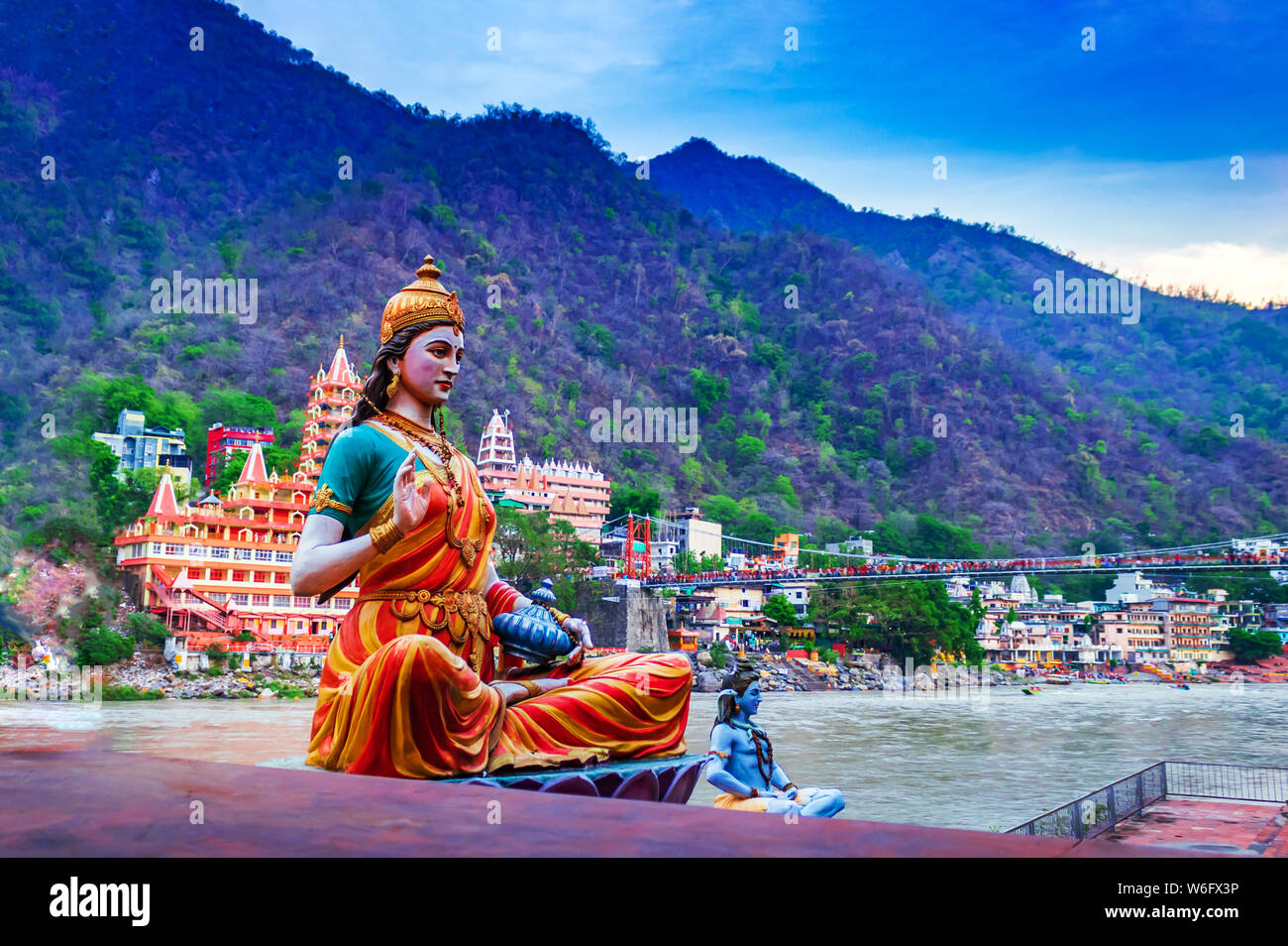 Idol of Indian God/ Goddess or deity, at the bank of river Ganga in ...