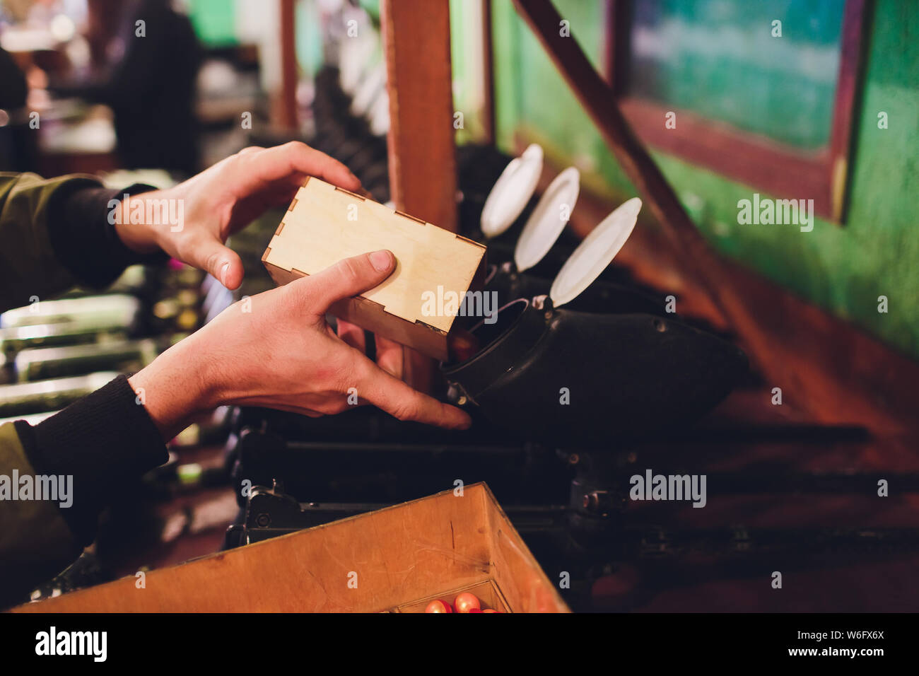 paintball extreme sport equipment bullet multicolored balls Stock Photo ...