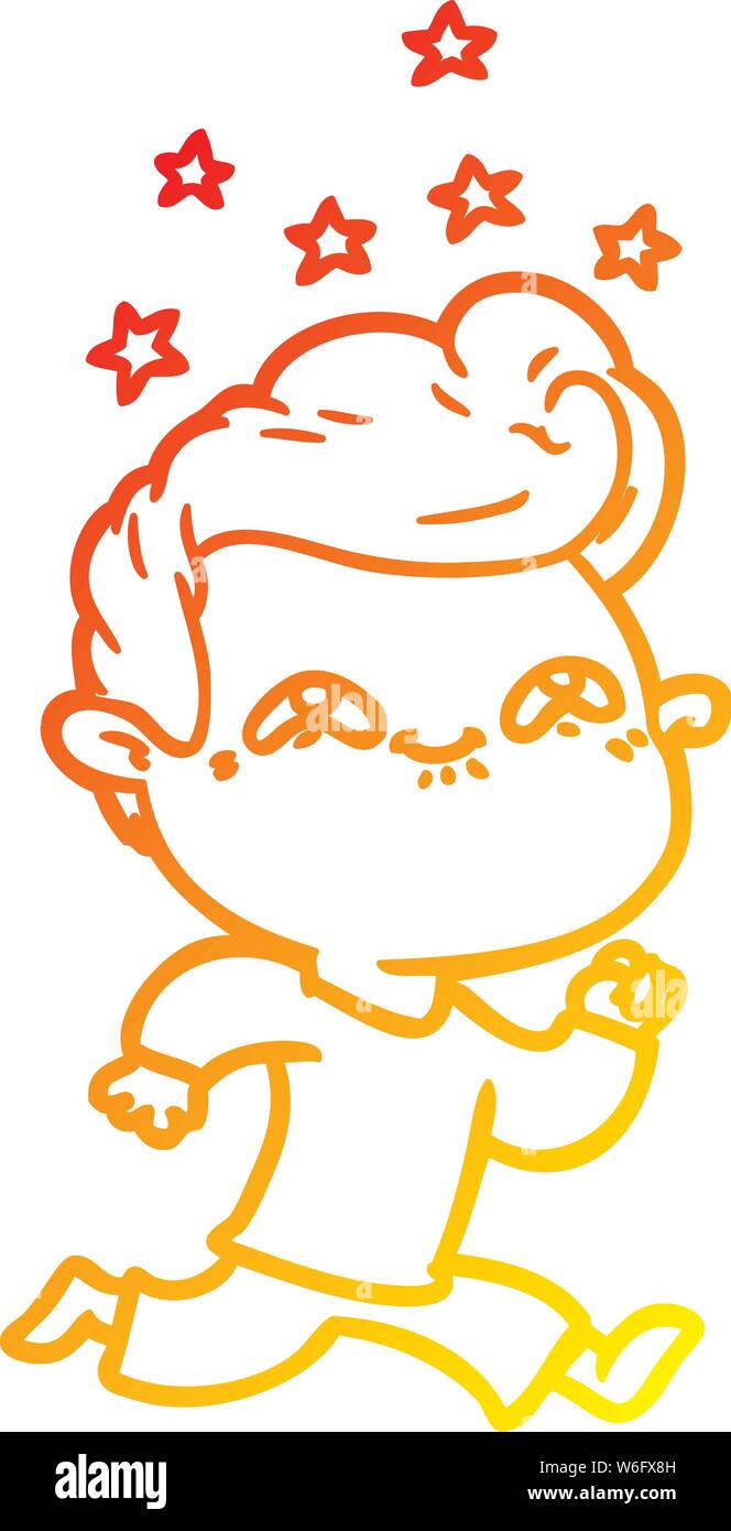 warm gradient line drawing of a cartoon excited man Stock Vector Image ...