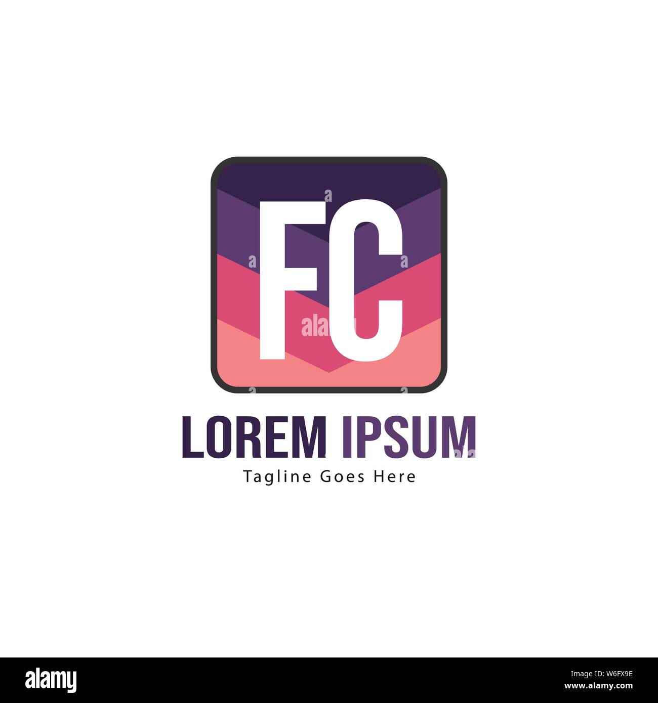 Initial FC logo template with modern frame. Minimalist FC letter logo ...