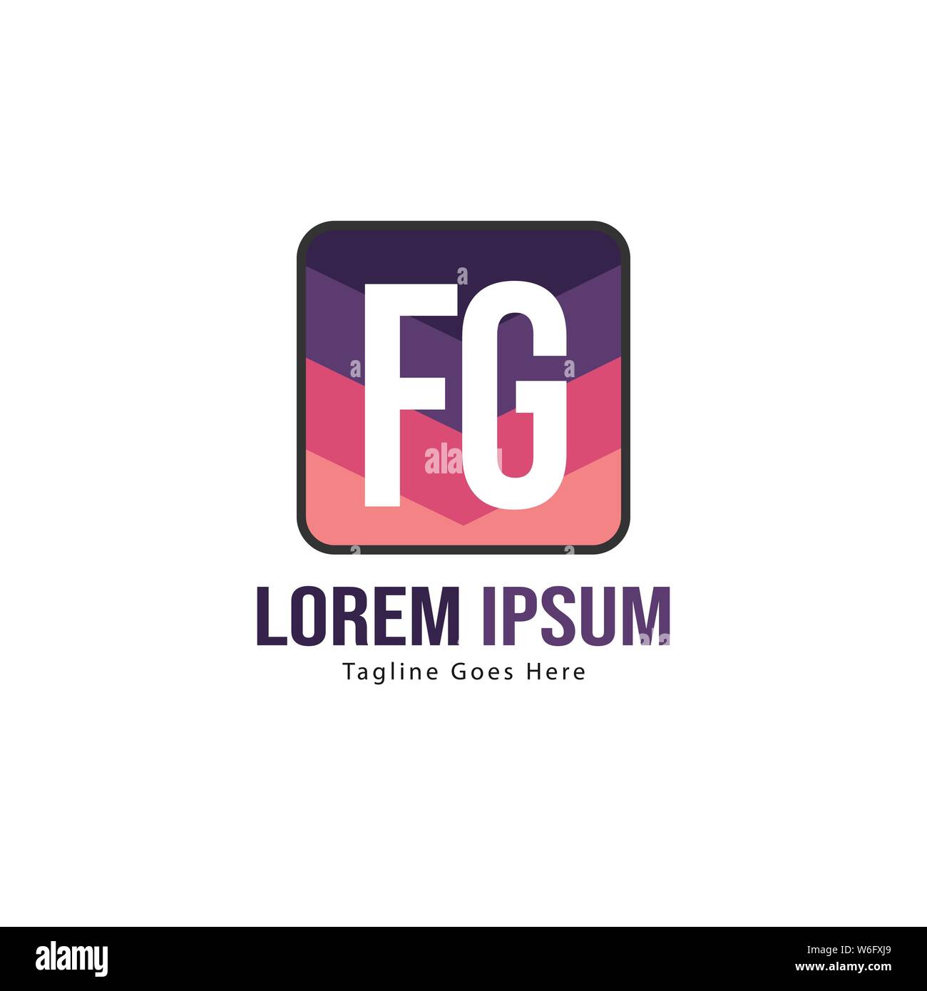 Initial FG logo template with modern frame. Minimalist FG letter logo vector illustration design ...