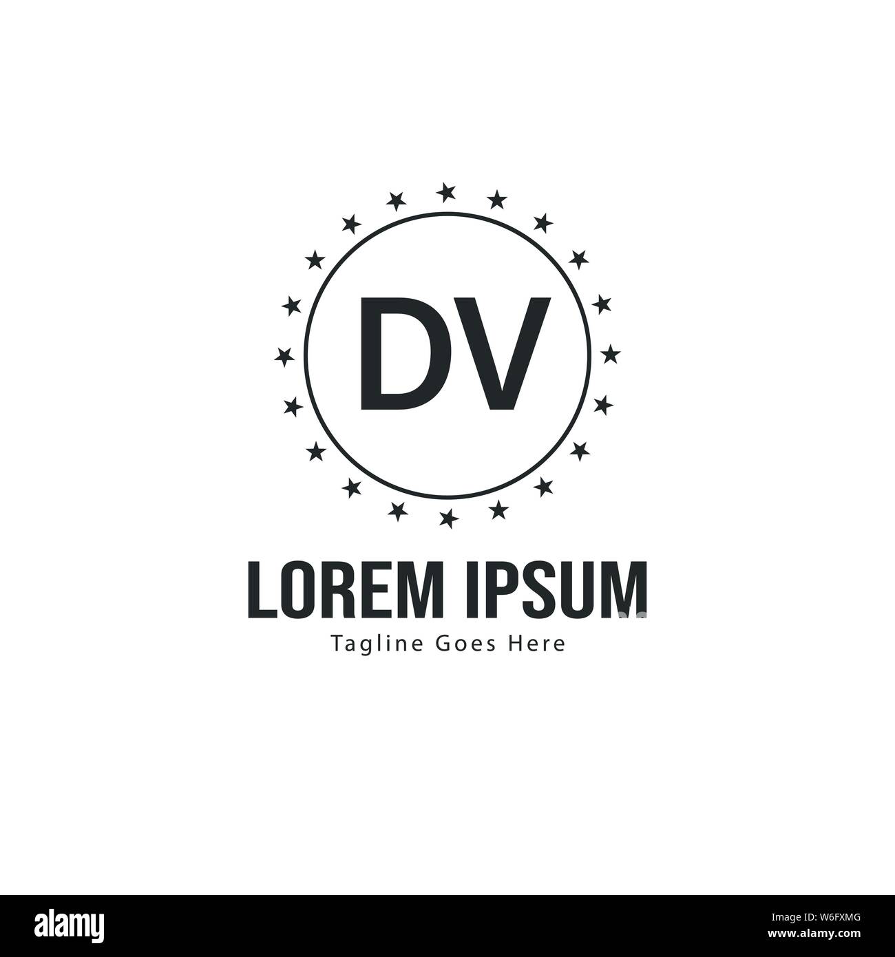 Initial DV logo template with modern frame. Minimalist DV letter logo ...