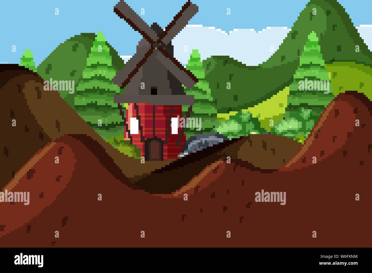 An outdoor scene with wildmill illustration Stock Vector Image & Art ...