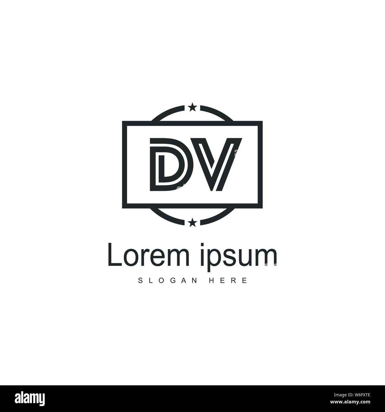 Initial DV logo template with modern frame. Minimalist DV letter logo ...