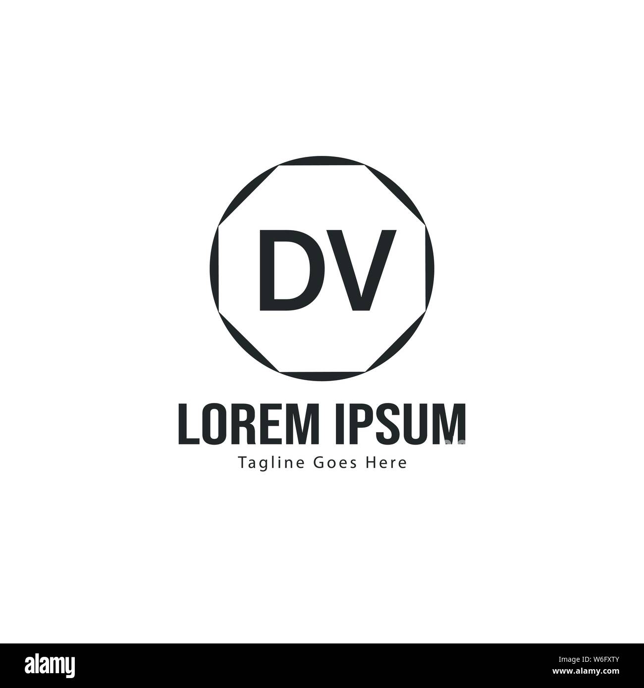 Initial DV logo template with modern frame. Minimalist DV letter logo ...