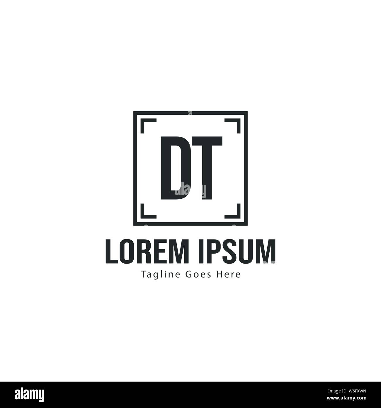 Initial DT logo template with modern frame. Minimalist DT letter logo ...