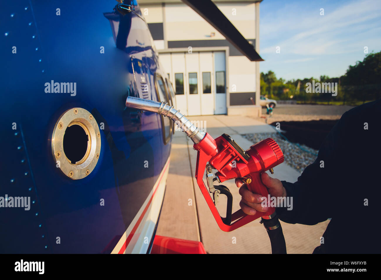 The helicopter is refueling on the helideck Stock Photo - Alamy
