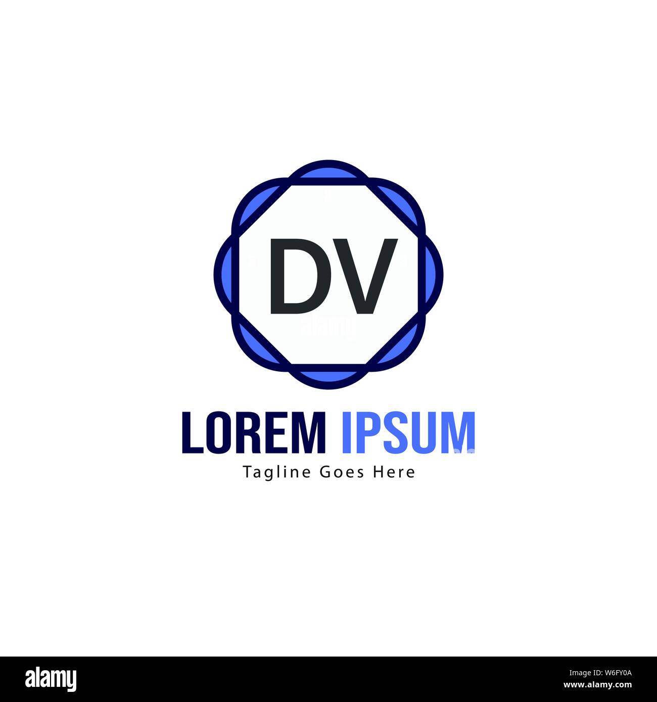 Initial DV logo template with modern frame. Minimalist DV letter logo ...