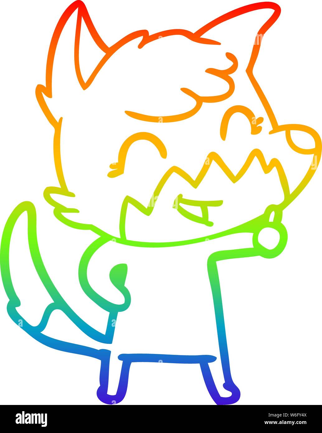 rainbow gradient line drawing of a happy cartoon fox Stock Vector Image ...