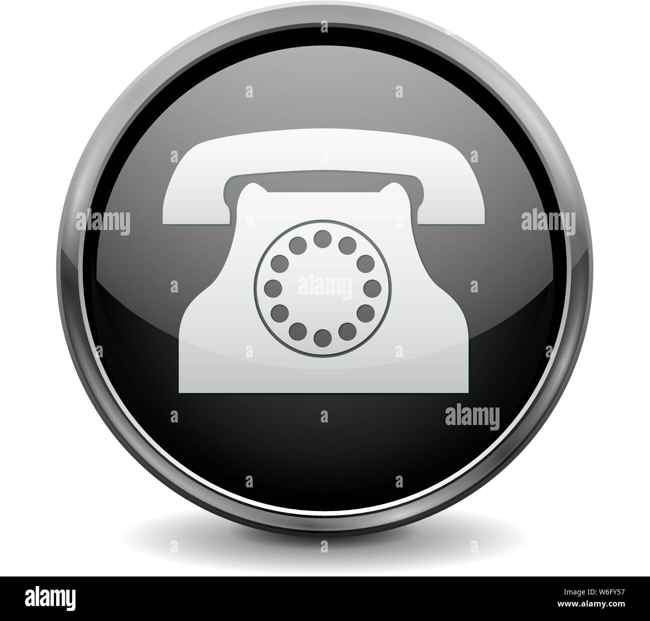 Black round 3d button. Phone sign Stock Vector Image & Art - Alamy