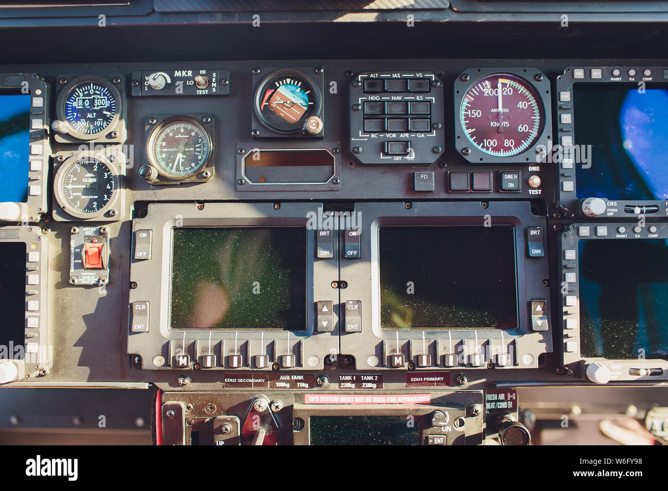 Black control panel in a helicopter cockpit Stock Photo - Alamy