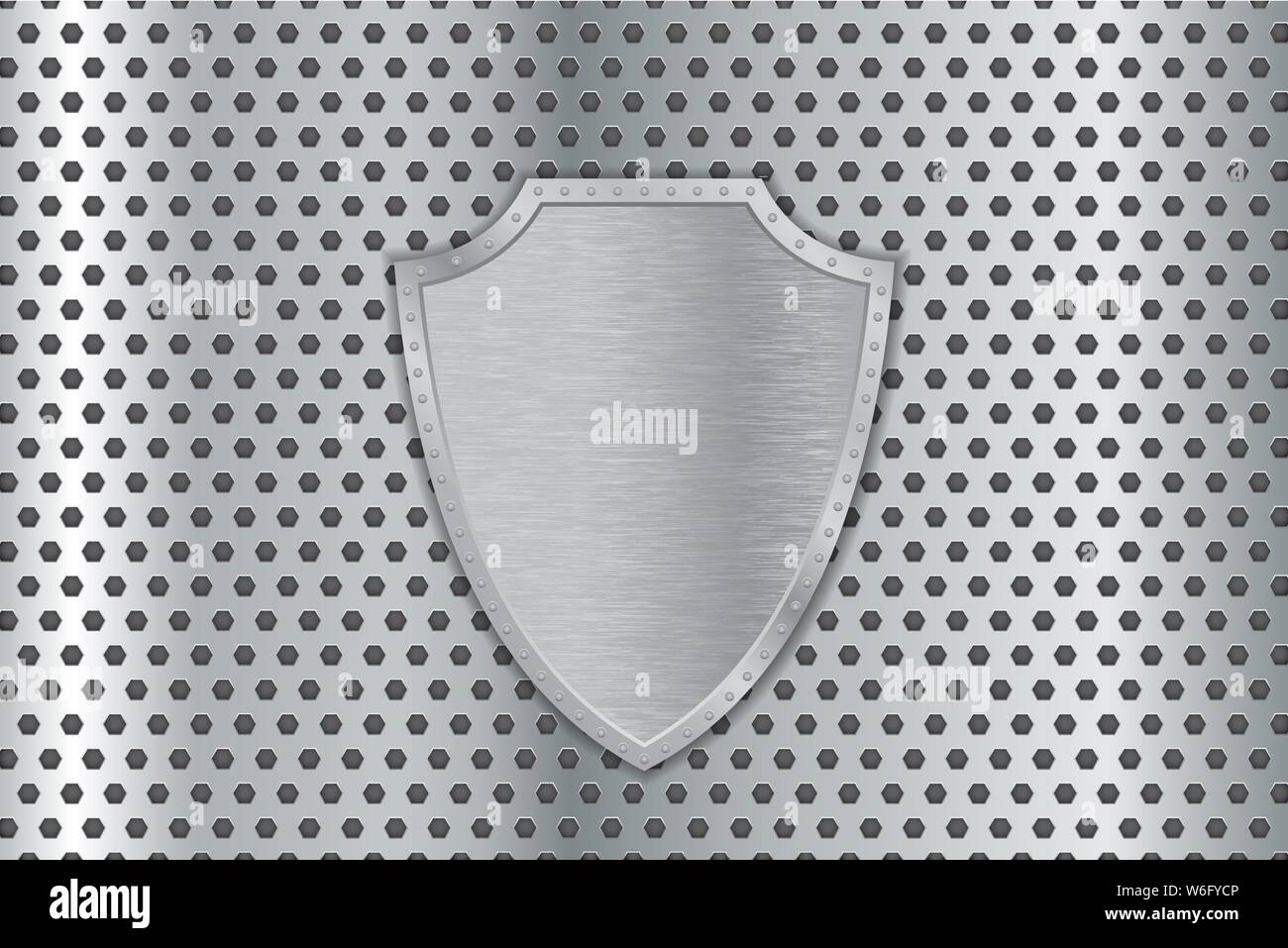 Metal shield on perforated background Stock Vector Image & Art - Alamy