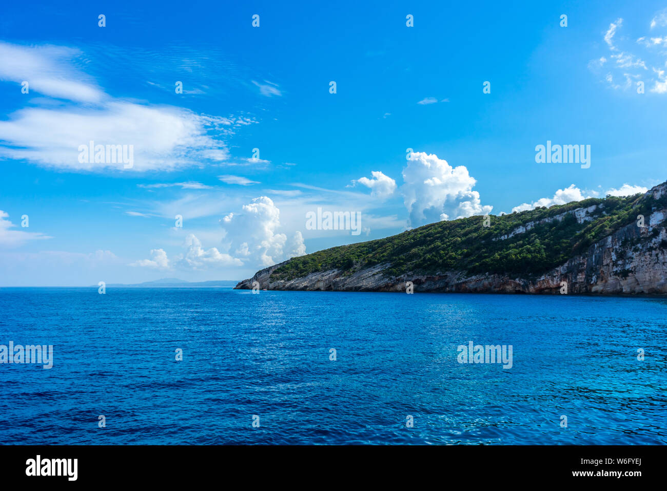 Greece, Zakynthos, Beautiful green coast of north cape skinari Stock ...