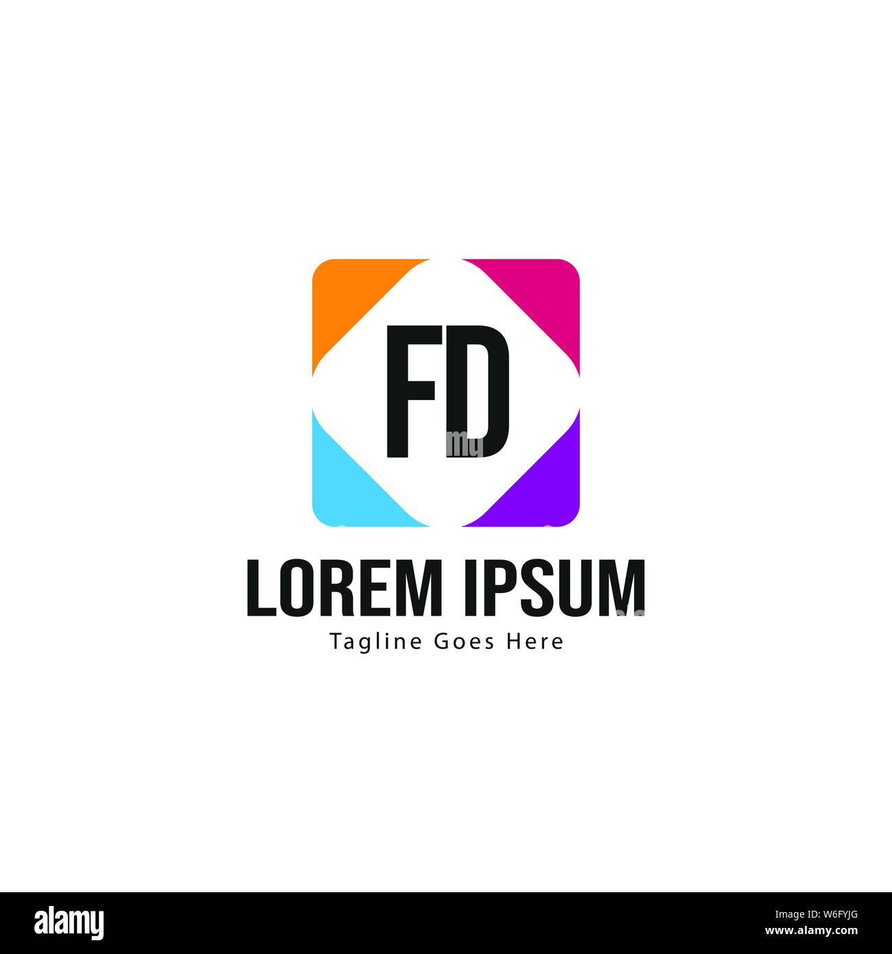 Initial FD logo template with modern frame. Minimalist FD letter logo ...