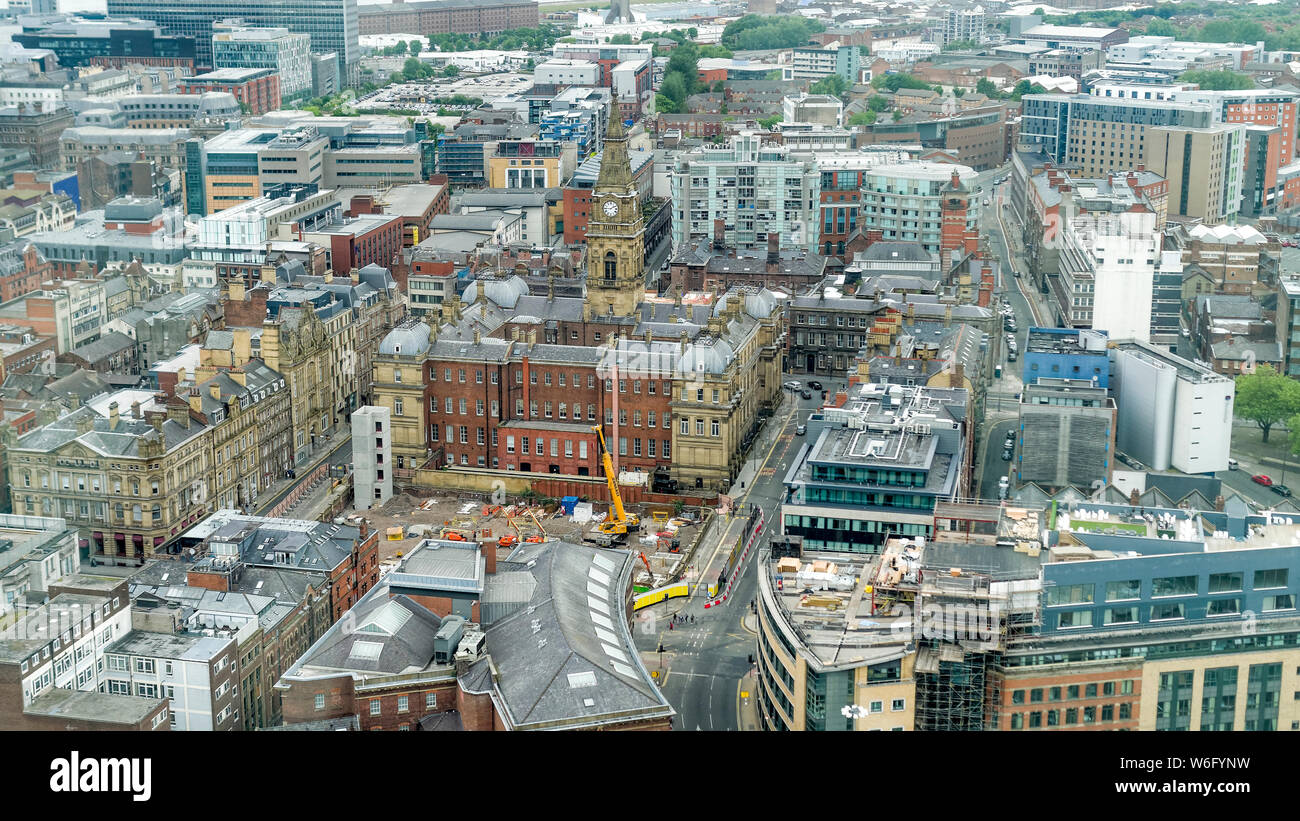 Aerial skyline view of Liverpool city centre from the Radio City Tower ...