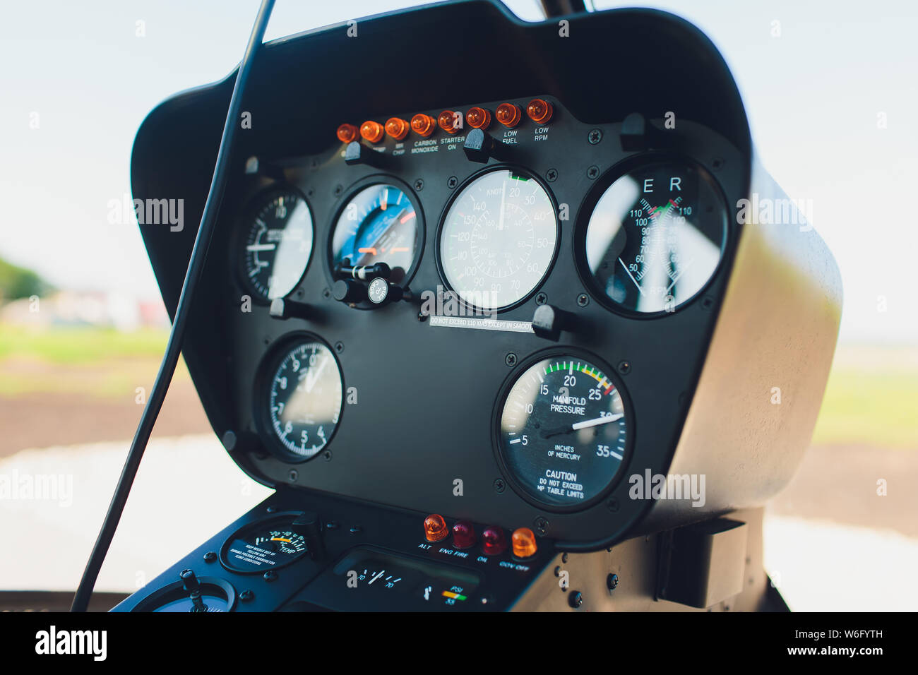 Black control panel in a helicopter cockpit Stock Photo - Alamy