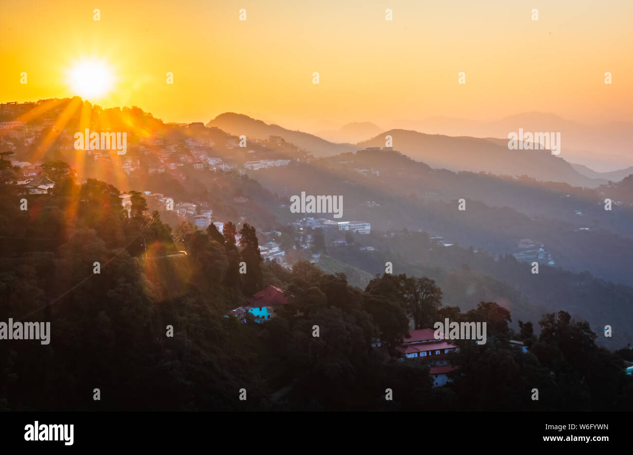 Amazing Sunrise in mountains Mussoorie in India Uttarakhand, wallpaper ...
