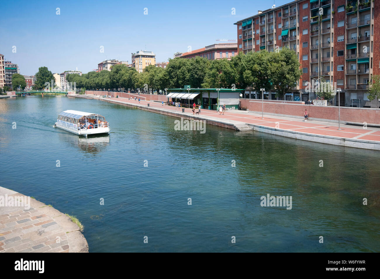 Italy, Lombardy, Milan, Navigli Area, Darsena, Tourist Trip by Boat ...