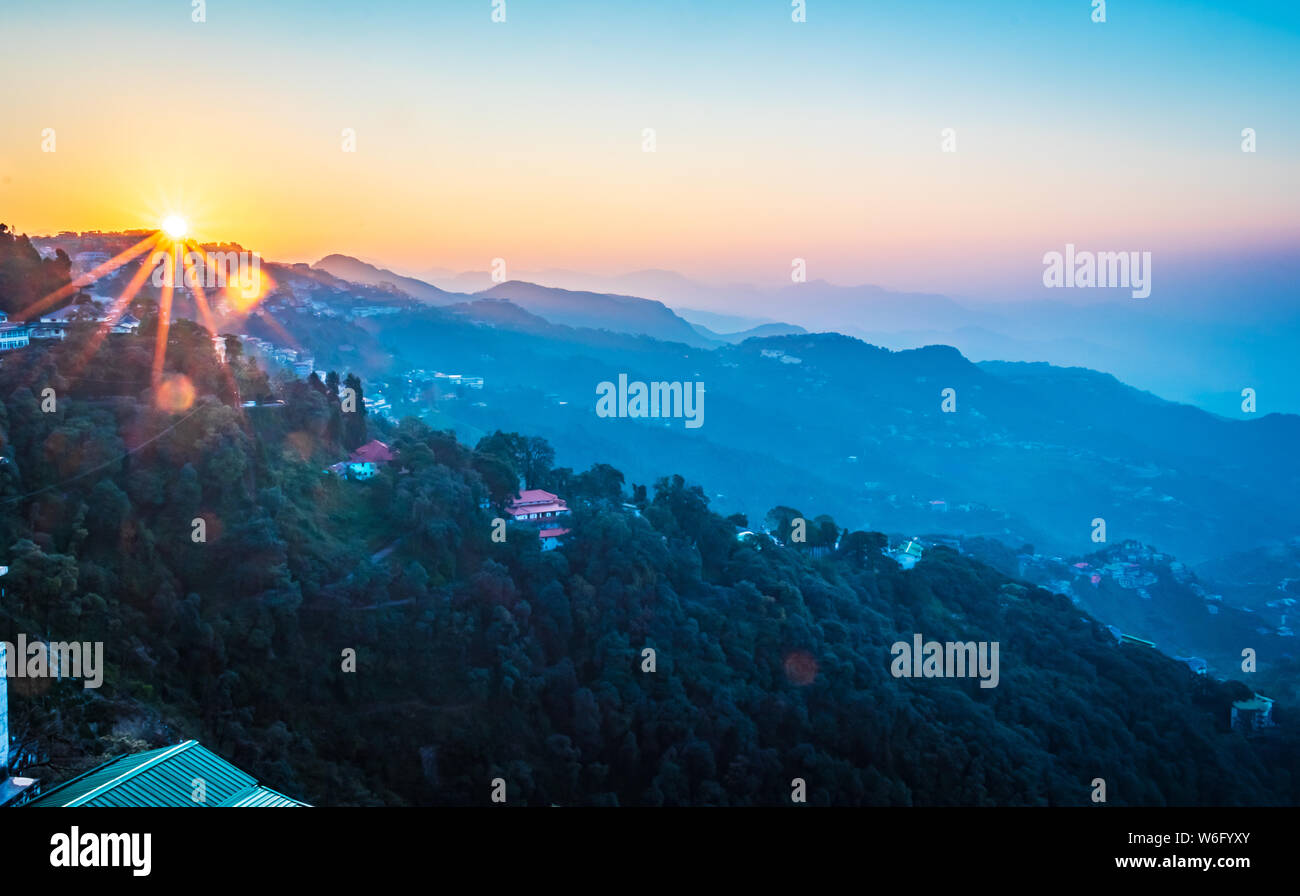Amazing Sunrise in mountains Mussoorie in India Uttarakhand, wallpaper ...