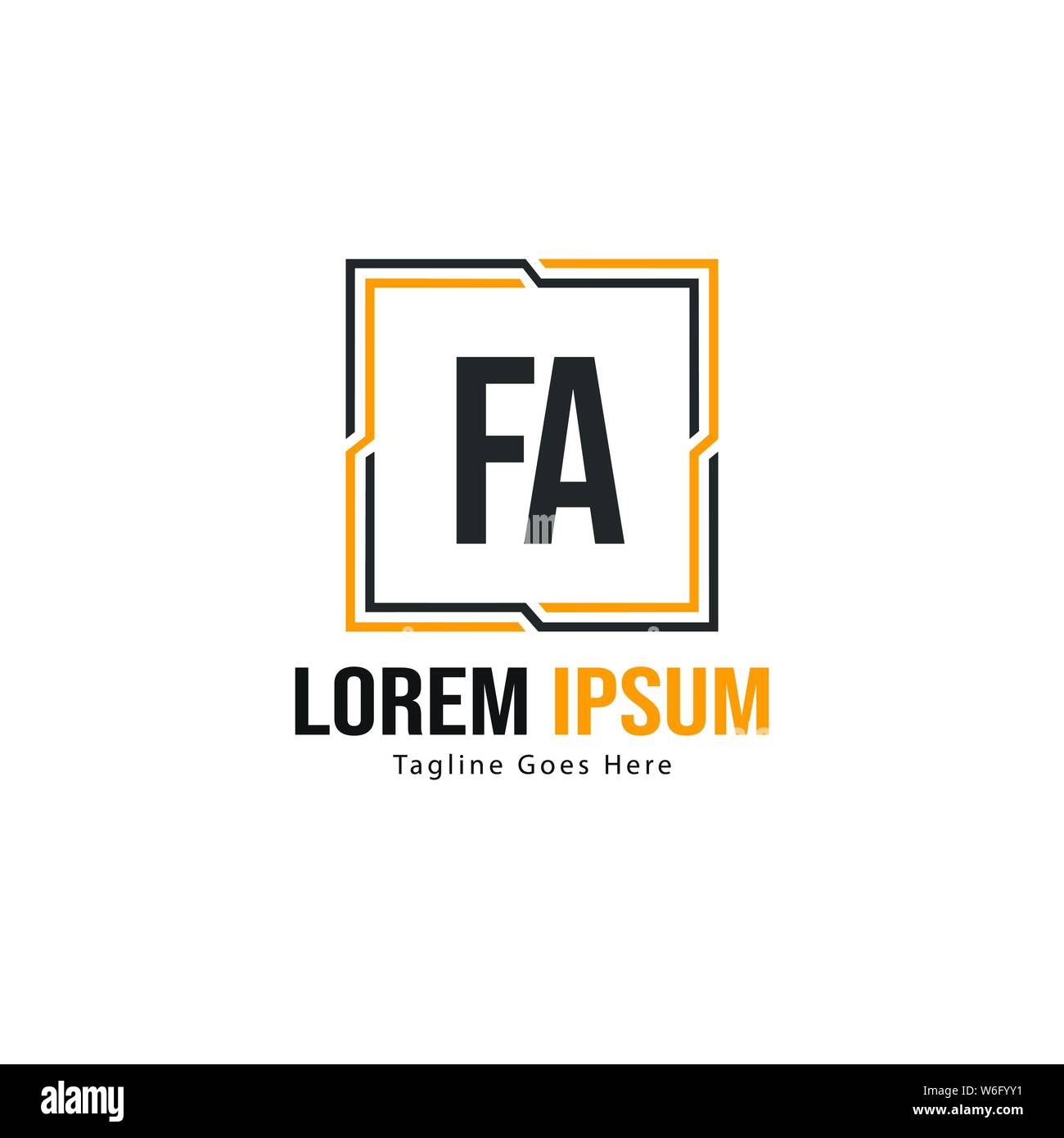 Initial FA logo template with modern frame. Minimalist FA letter logo ...