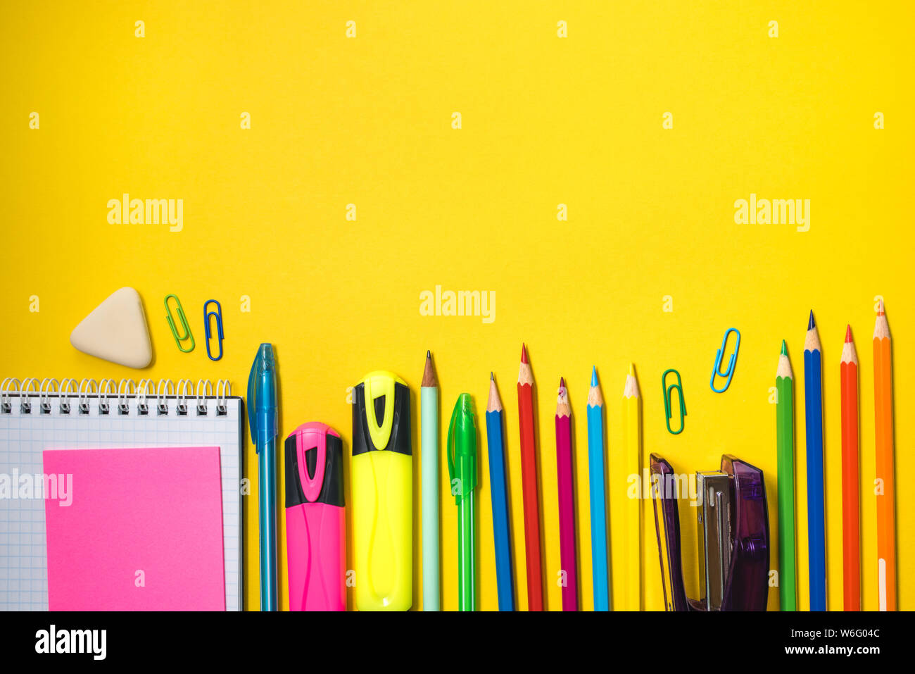Notebook happy school supplies hi-res stock photography and images - Alamy