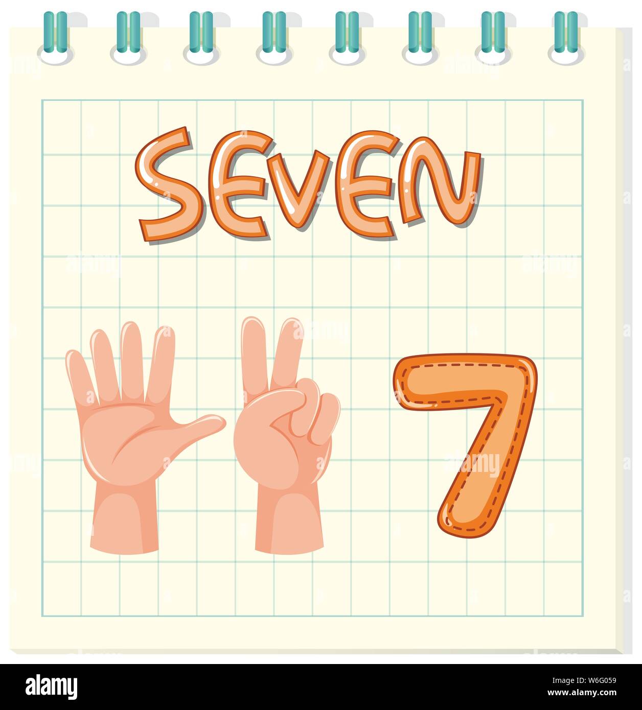 Flashcard design with number seven illustration Stock Vector Image ...