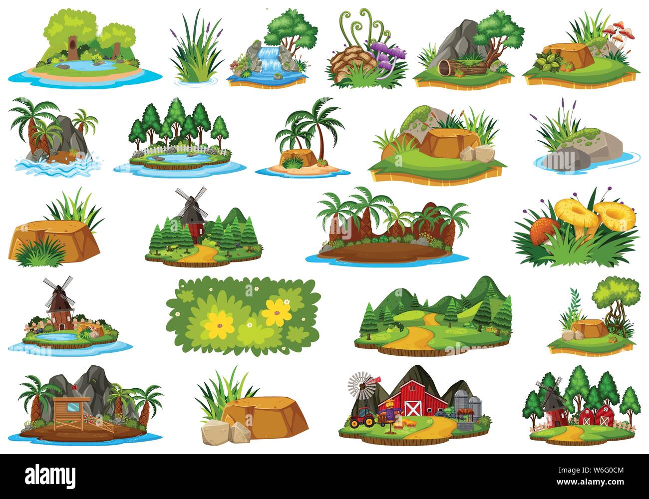 Large group of isolated objects theme - nature illustration Stock ...
