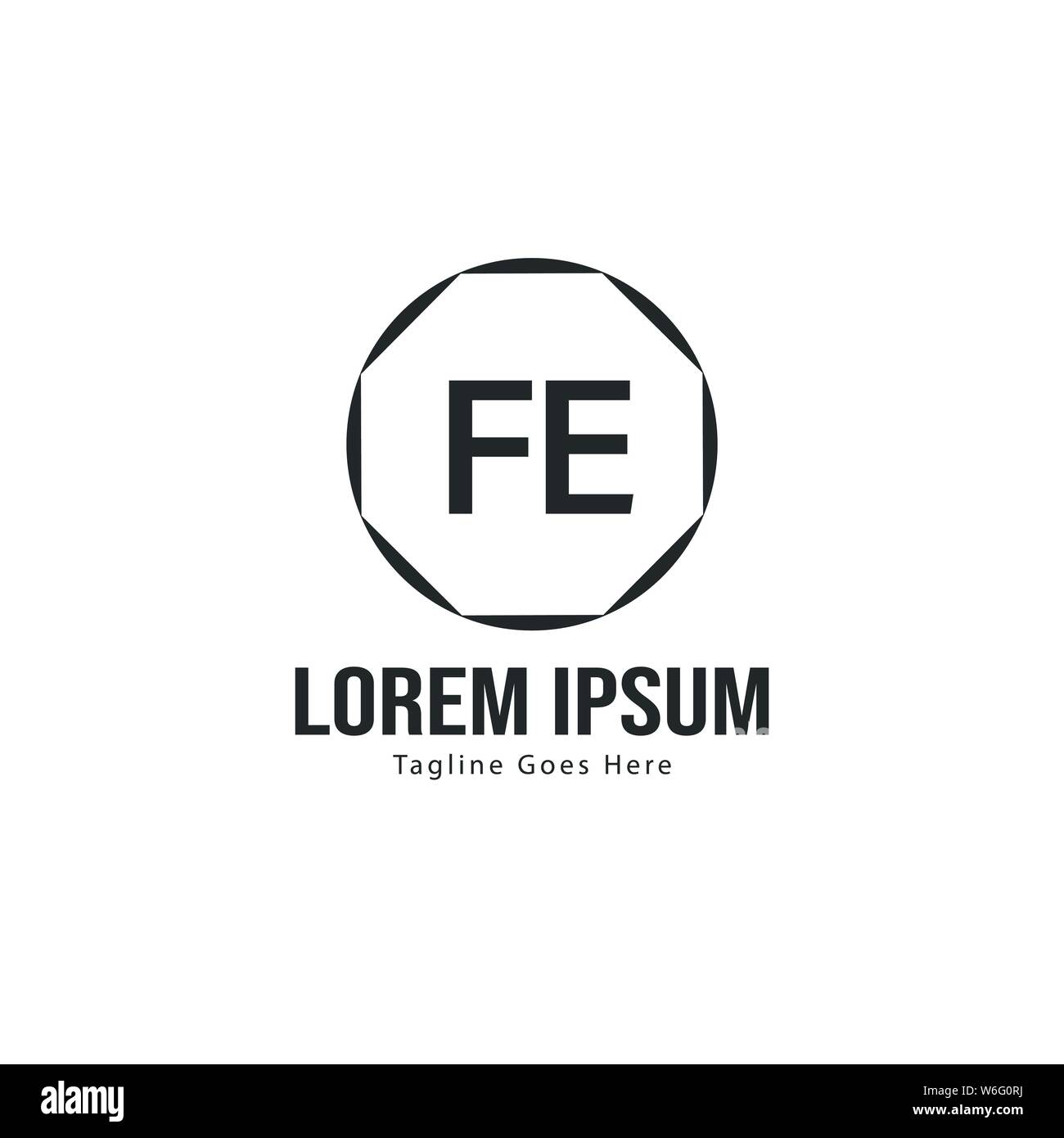 Initial FE logo template with modern frame. Minimalist FE letter logo ...