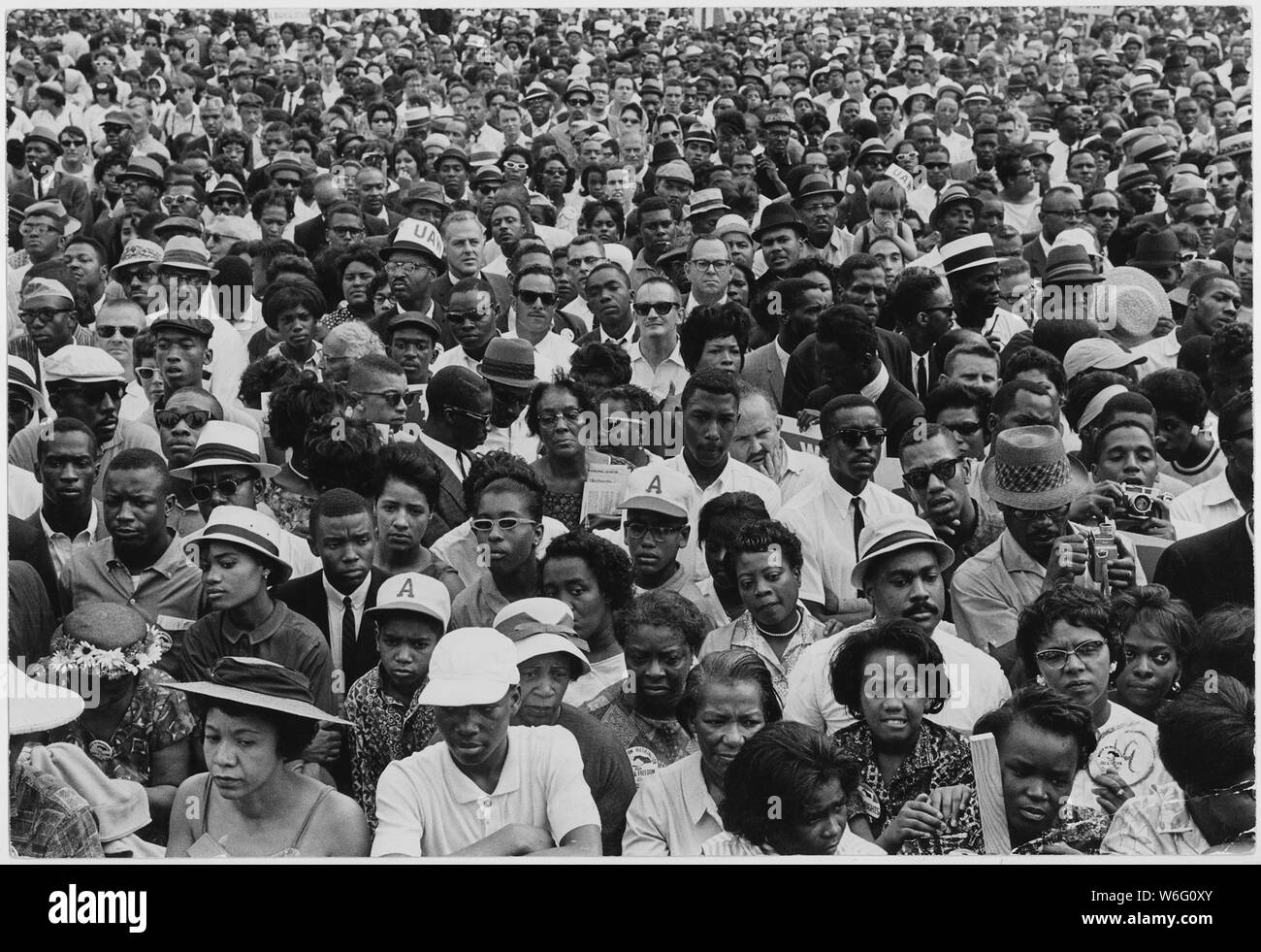 Civil Rights March on Washington, D.C. [Close-up view of a crowd at the ...