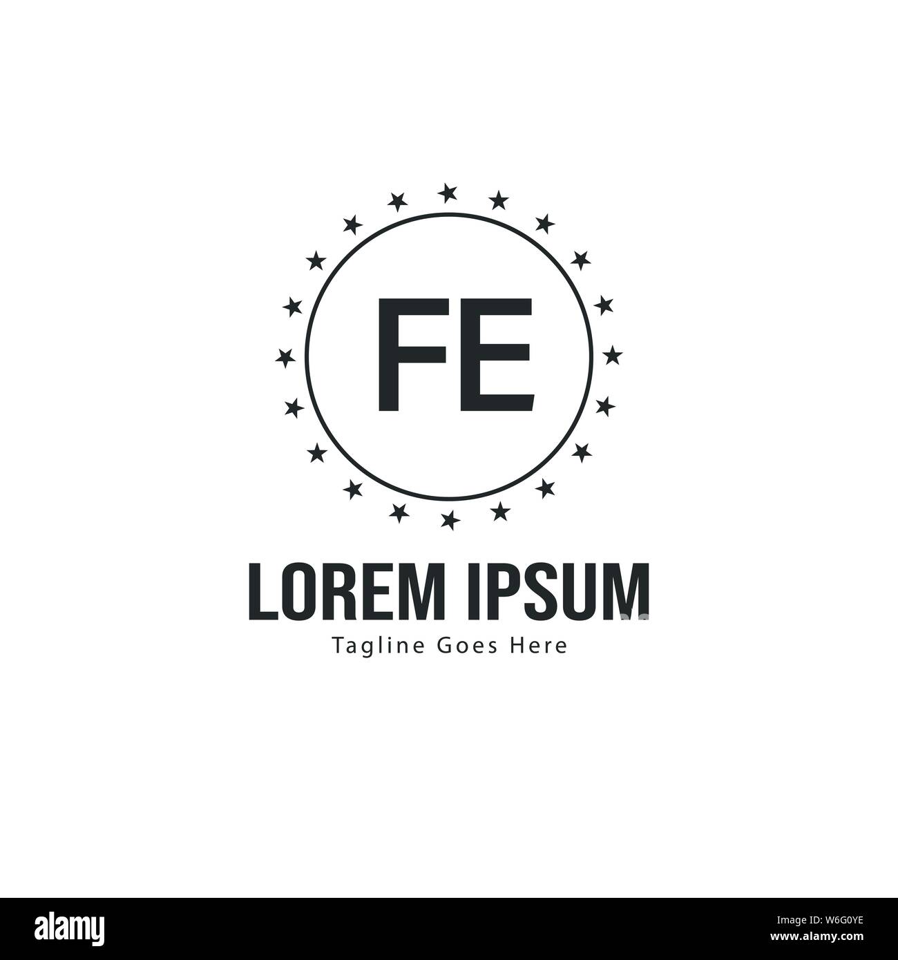 Initial FE logo template with modern frame. Minimalist FE letter logo ...
