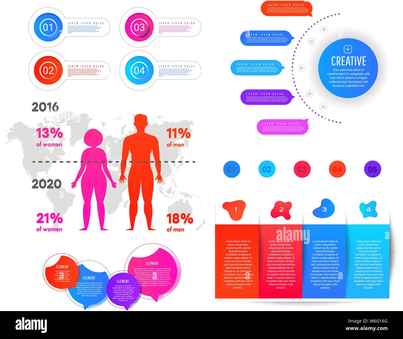 World map and information graphics. Infographics obesity and excess ...