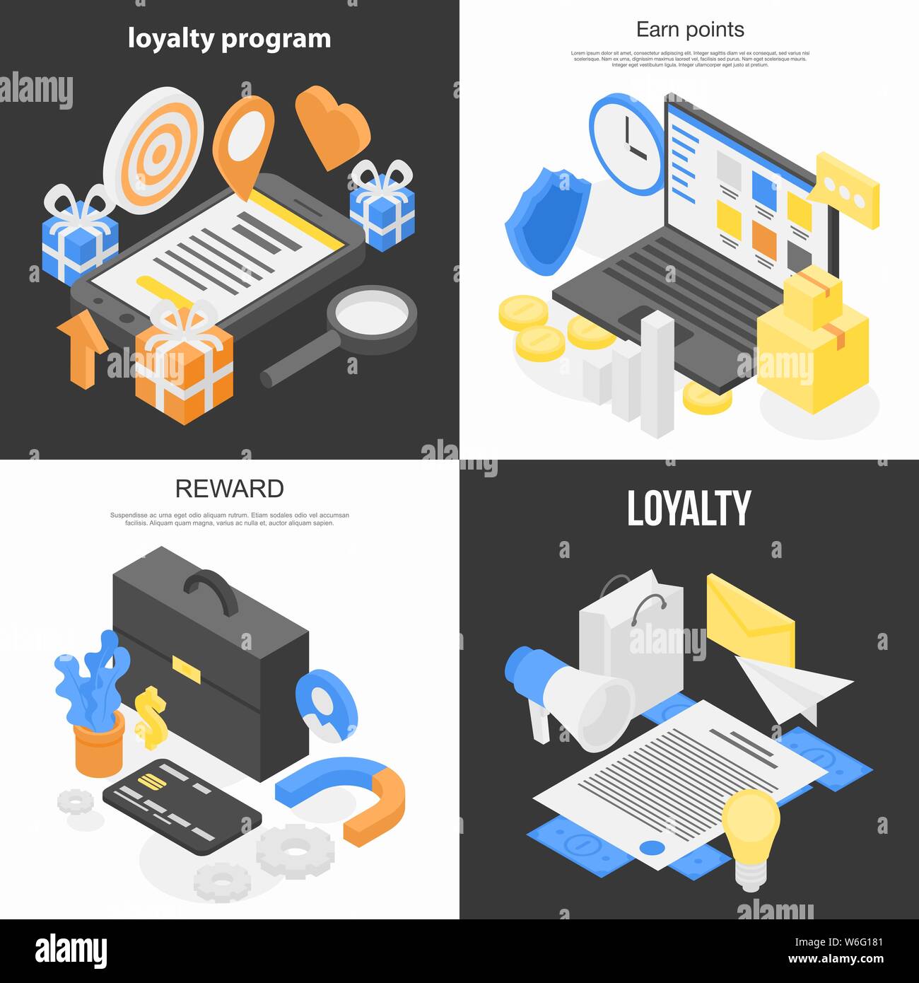 Loyalty program banner set, isometric style Stock Vector Image & Art ...