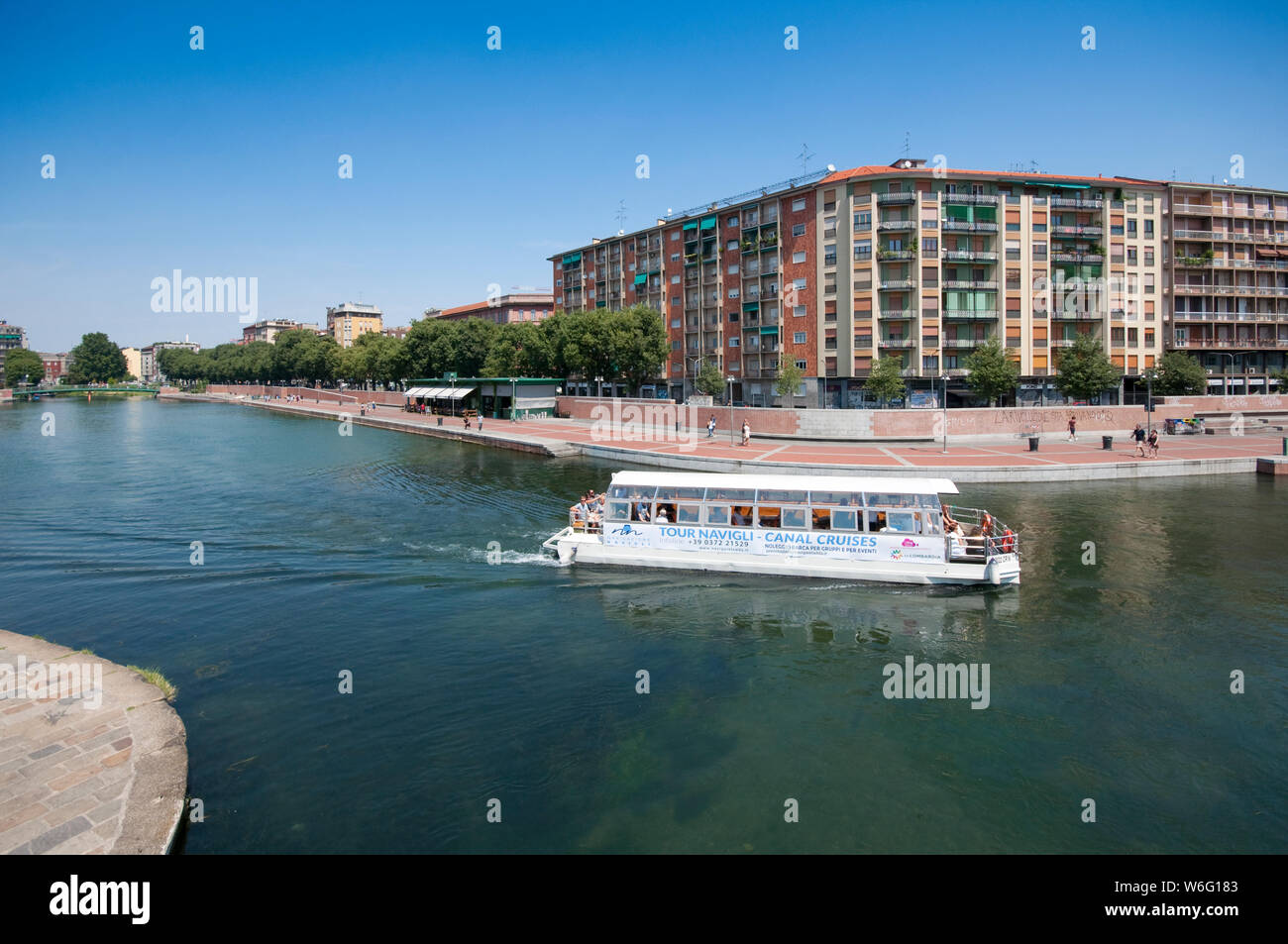 Italy, Lombardy, Milan, Navigli Area, Darsena, Tourist Trip by Boat ...