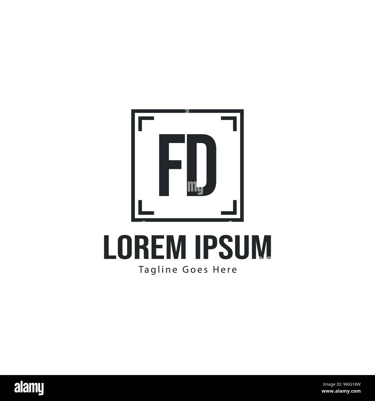 Initial FD logo template with modern frame. Minimalist FD letter logo ...