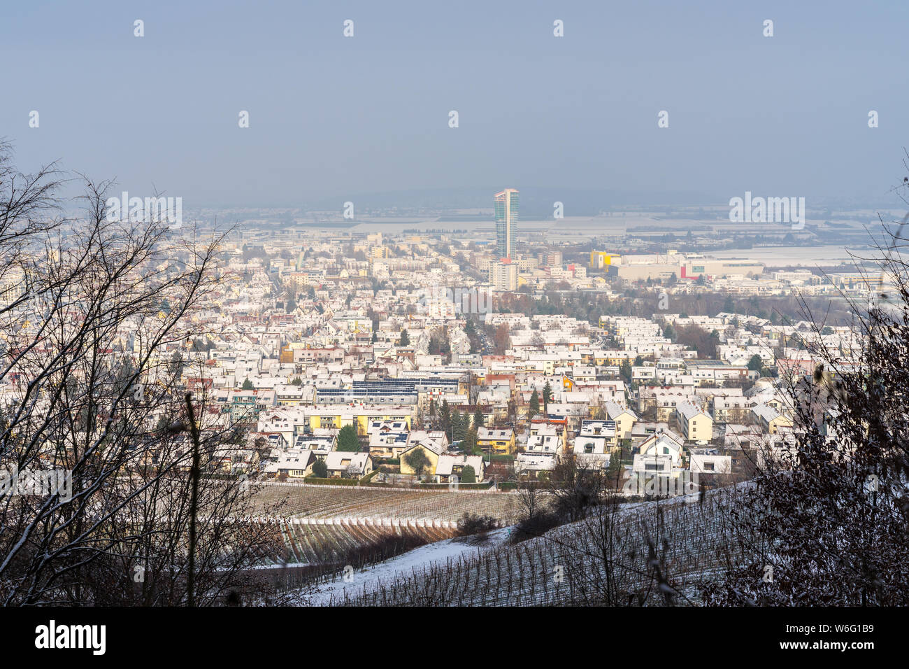Germany, Wonderful houses and streets of fellbach city from vineyards ...