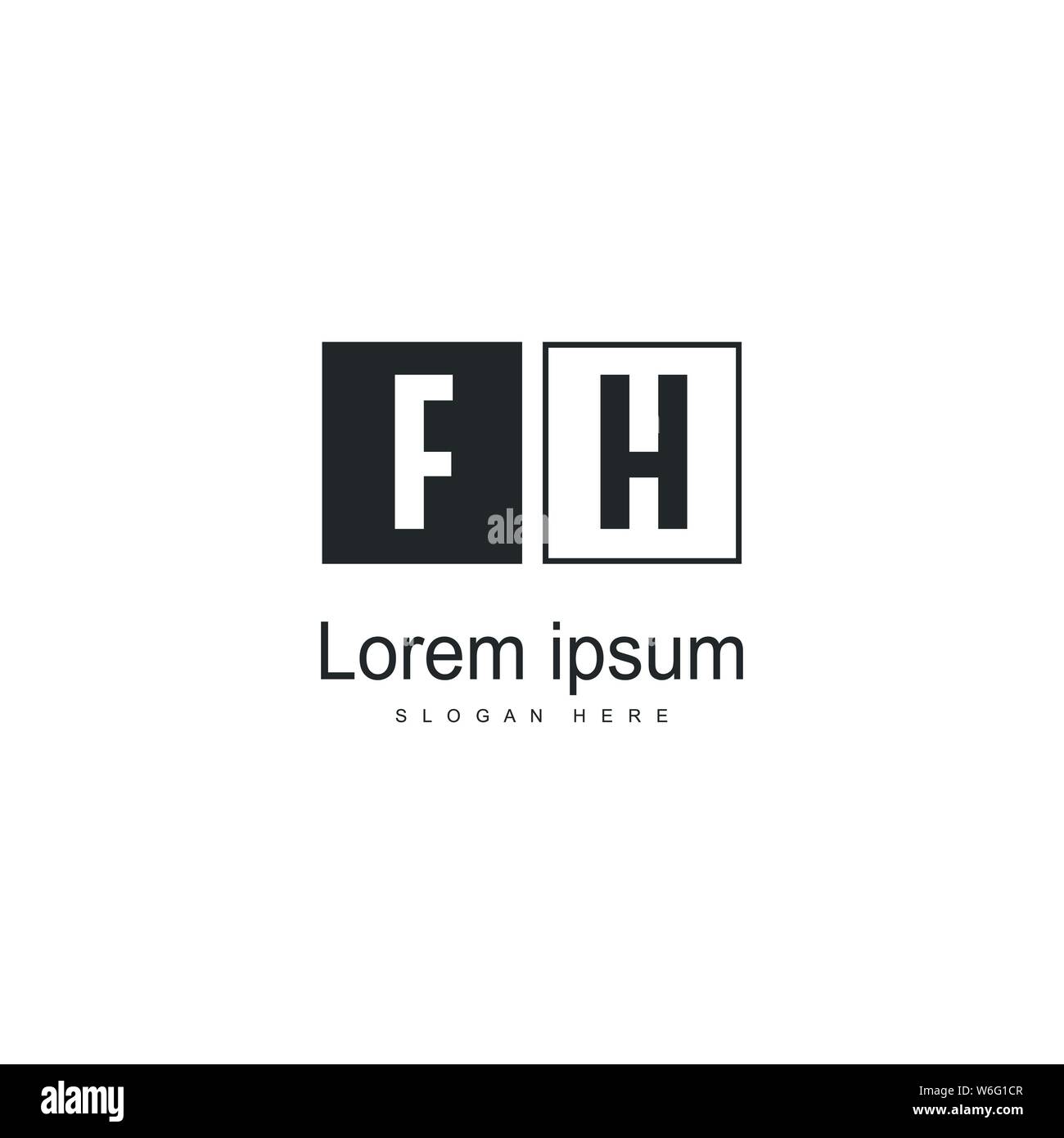 Initial FH logo template with modern frame. Minimalist FH letter logo ...