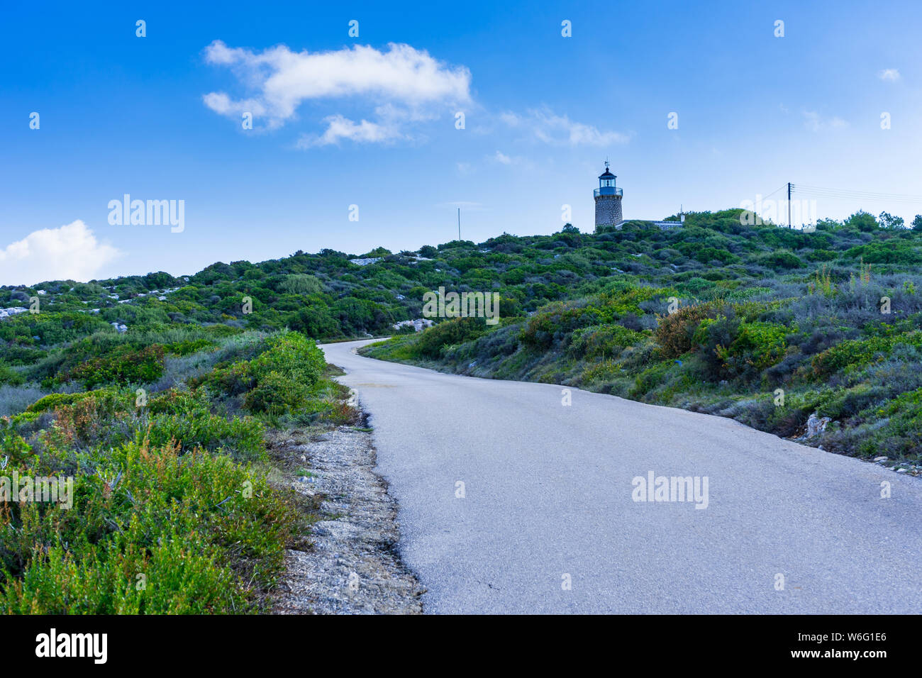 Greece, Zakynthos, Road to skinari lighthouse at zakynthos island north ...
