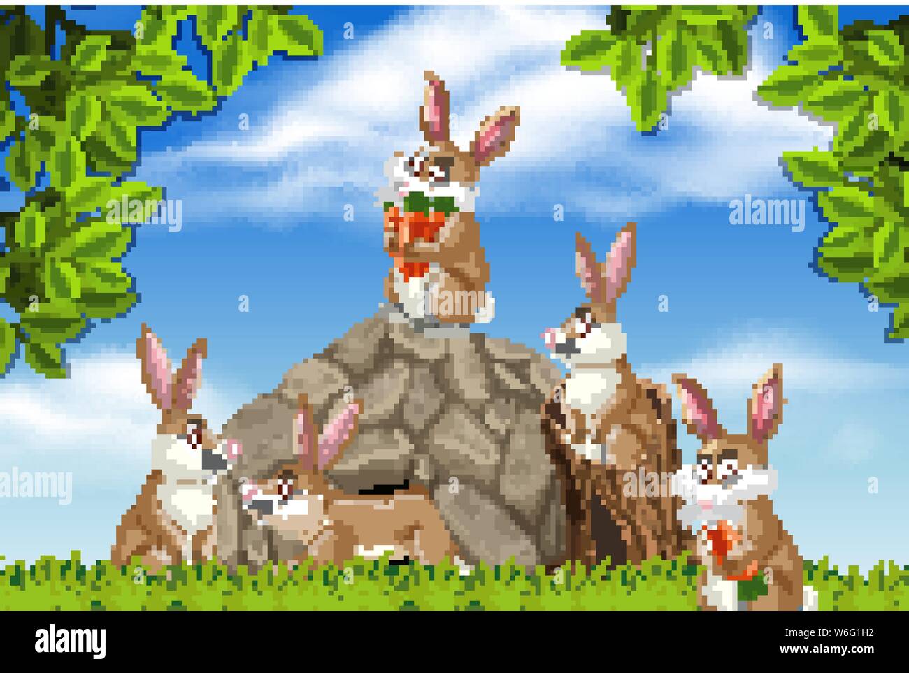 Rabbit in nature scene illustration Stock Vector Image & Art - Alamy