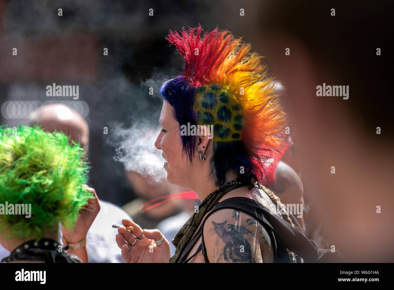 Female Punk Rockers with dyed orange & red hair at the Rebellion ...